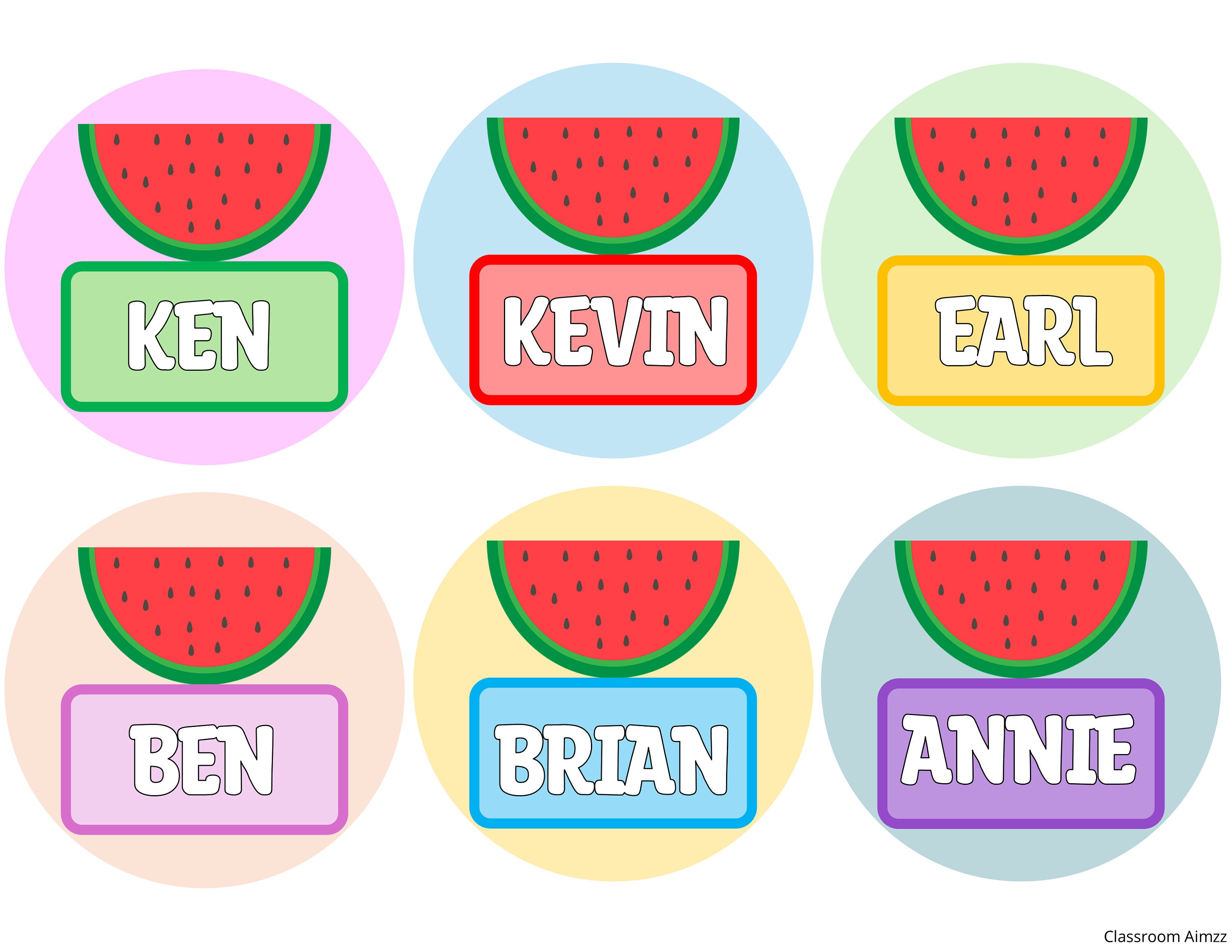 Printable Watermelon Theme Student Name Tags, Name Signs, Classroom ...