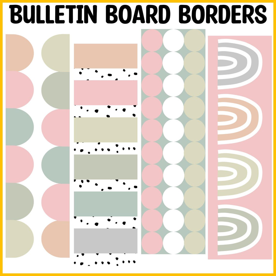 Printable Boho Neutral Spotty Bulletin Board Borders, Classroom Borders ...