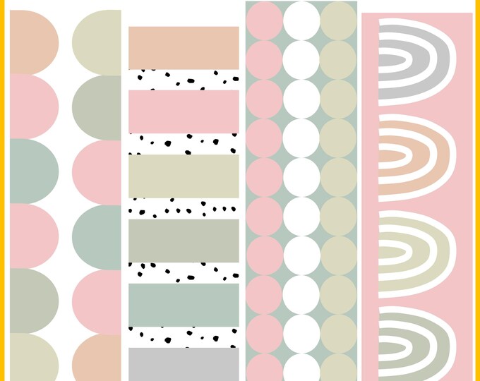 Printable Boho Checkered Bulletin Board Borders, Scalloped Classroom ...