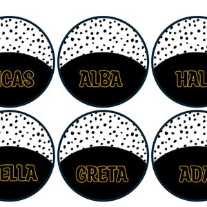Printable Round Black and White Student Name Labels, Bulletin Board ...