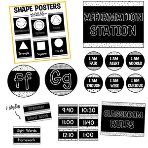 Black and White Abstract Classroom Decor Bundle Pack, Back to School ...