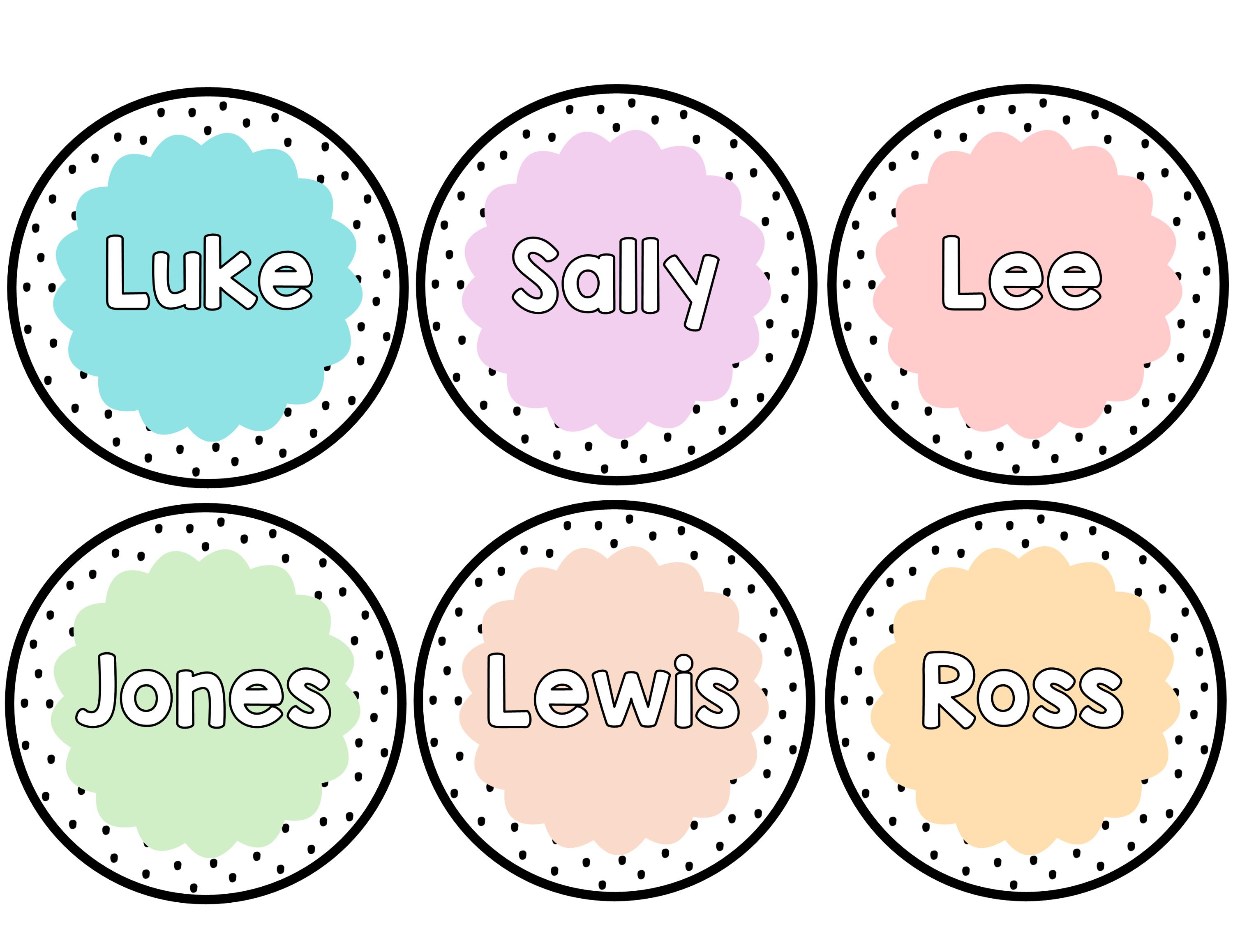 Back to School Printable Pastel Spotty Student Name Tags, Boho Nametags ...