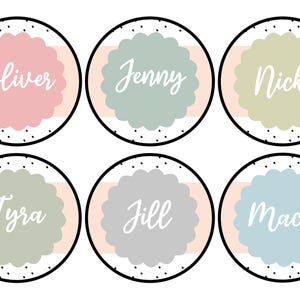 Printable Boho Dotty Student Name Labels, Calm Colors Classroom Labels ...