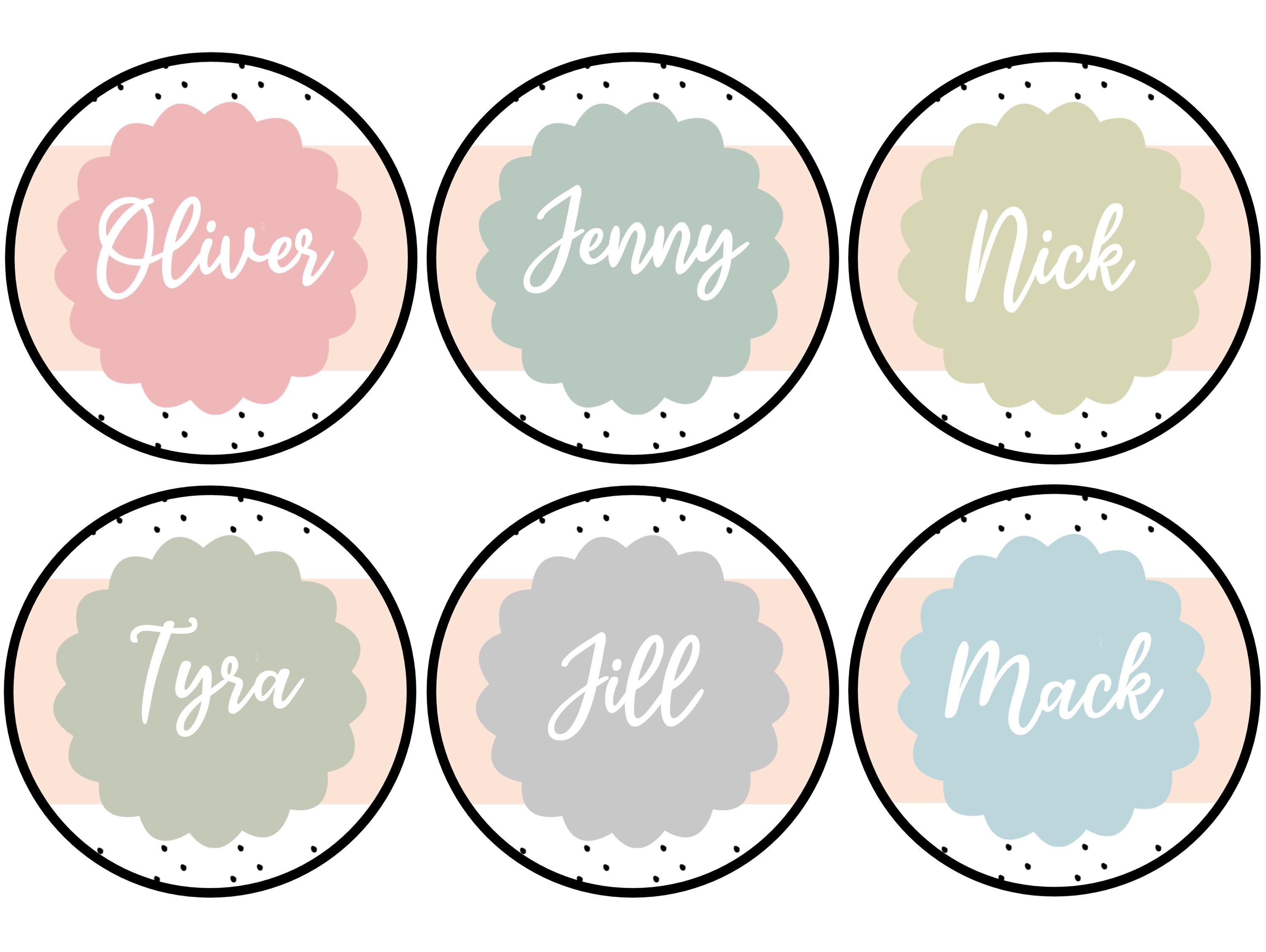 Printable Boho Dotty Student Name Labels, Calm Colors Classroom Labels ...