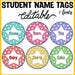 Rainbow Name Tags, Student Name Labels Printable, Editable Tags ...