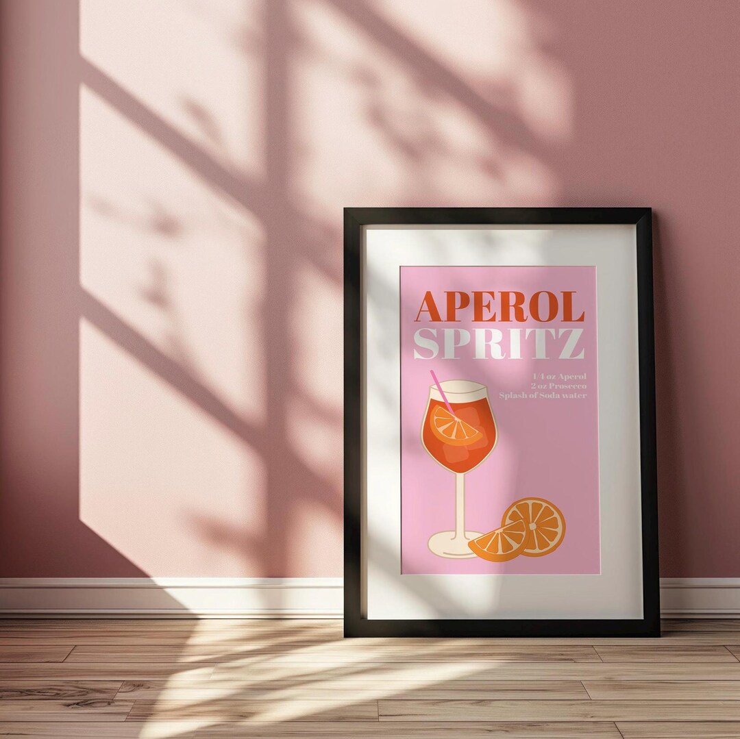 Aperol Spritz Pink Cocktail - Wall Print - Digital Download - Etsy