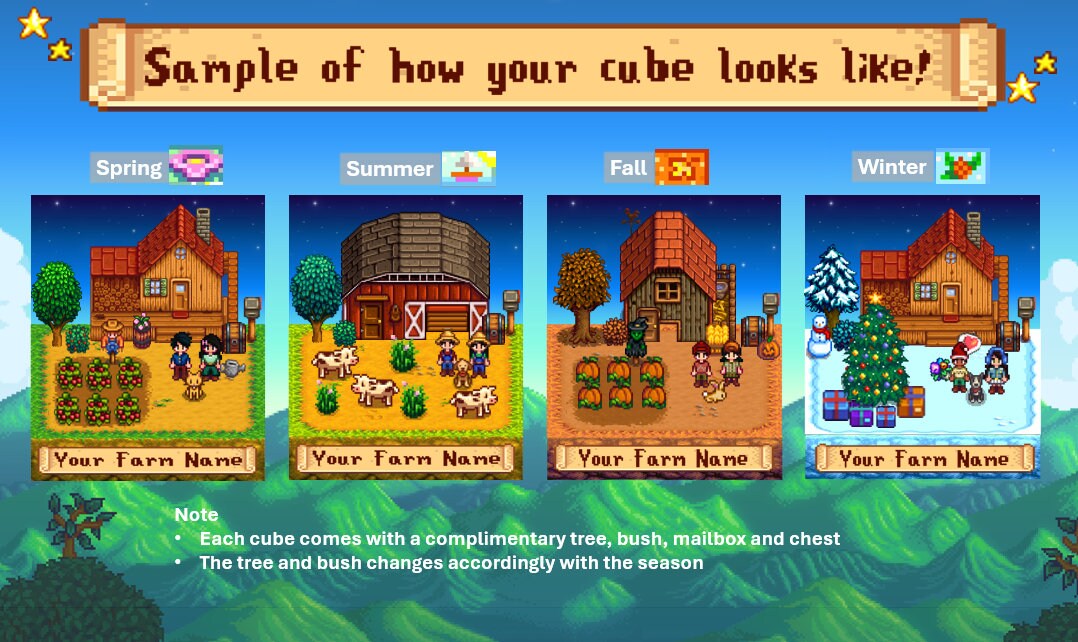 CUSTOMIZABLE Stardew Valley Diorama Cube Farm Cube Miniature Shadow Box ...