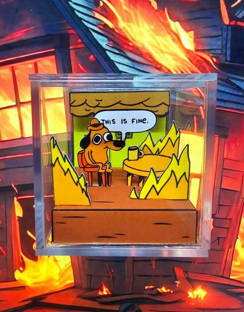 This is Fine-doggo Diorama Cube - 3D Cube - Shadow Box - Meme - Gift ...
