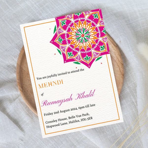Pakistani Mehndi Invitation Cards - Etsy