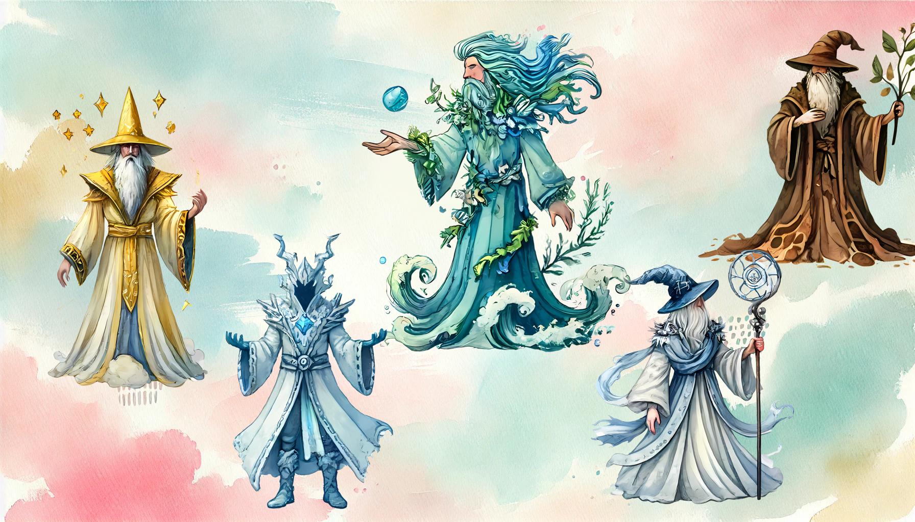 Fantasy Clip Art Bundle Watercolor Wizards, Castles, Elves, Dragons ...