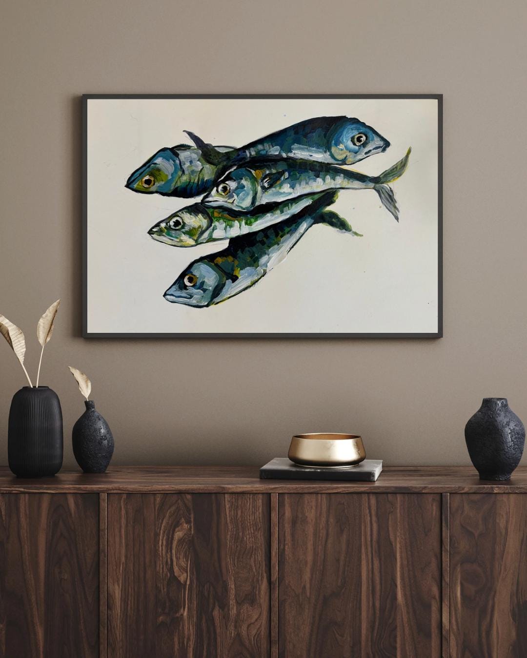 Five Fishes, 5” by 7” Art Print With Backing - Etsy
