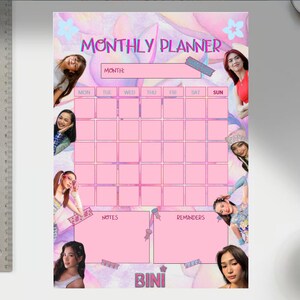 Bini Inspired Monthly Planner Printable With Notes Personalized With ...