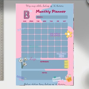 Bini Inspired Monthly Planner Printable With Notes Personalized With ...