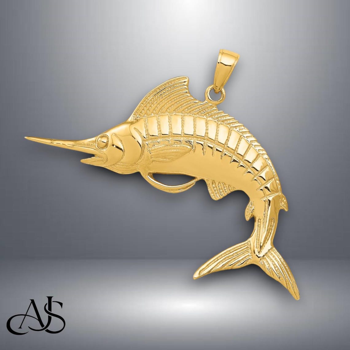 14K Yellow Gold Marlin Pendant With Necklace Chain Options - Etsy
