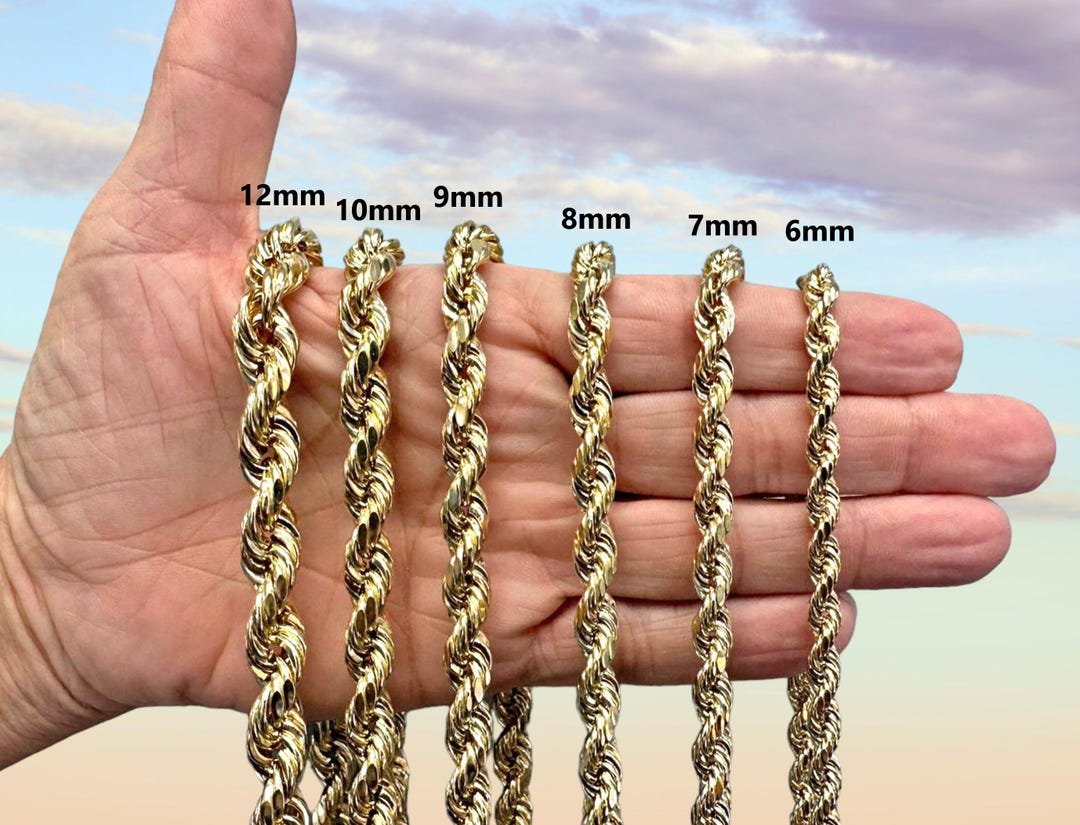 10K Solid Gold Rope Chain: Diamond-cut Necklace or Bracelet - Etsy