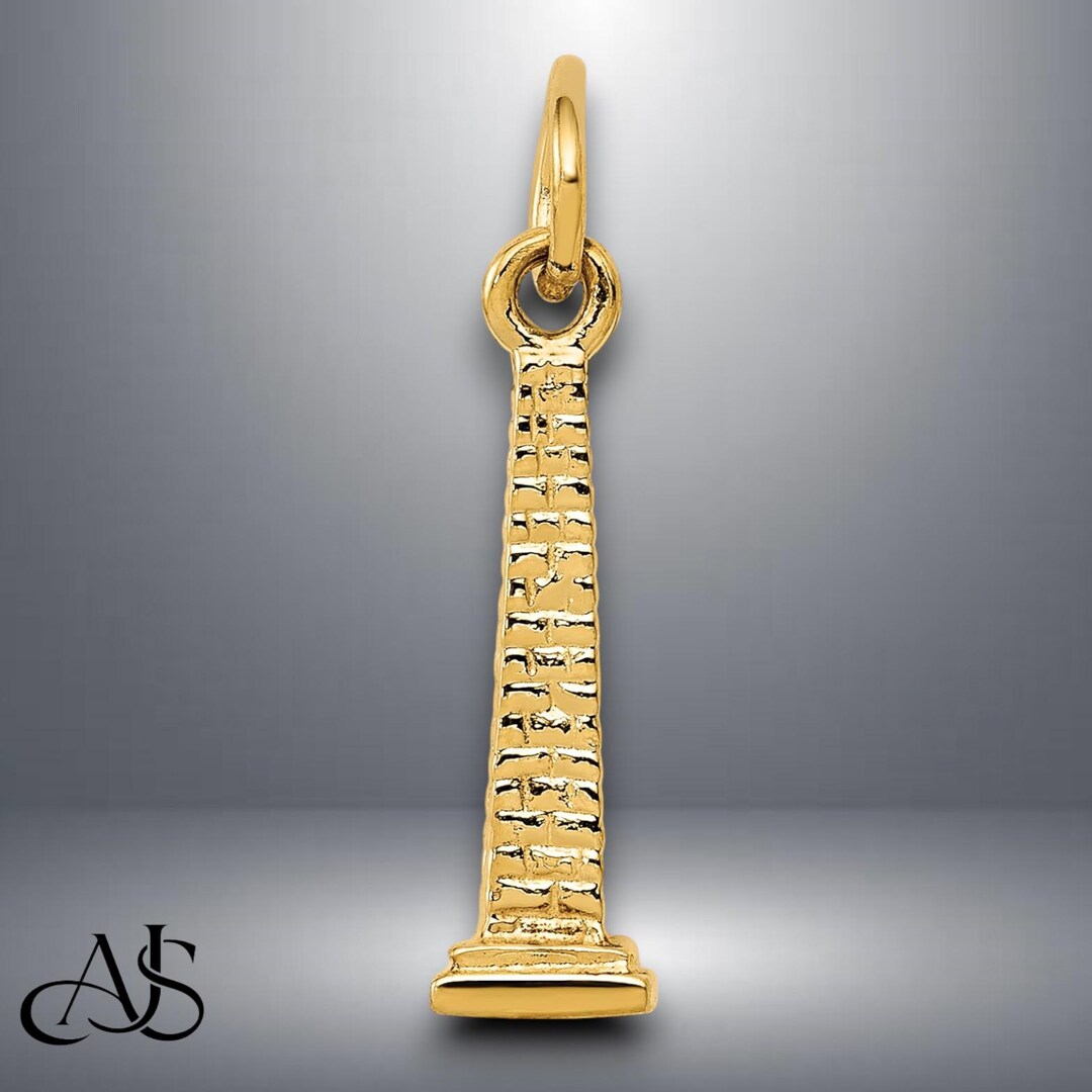 14K Yellow Gold 3D Washington Monument Pendant Charm With Chain ...
