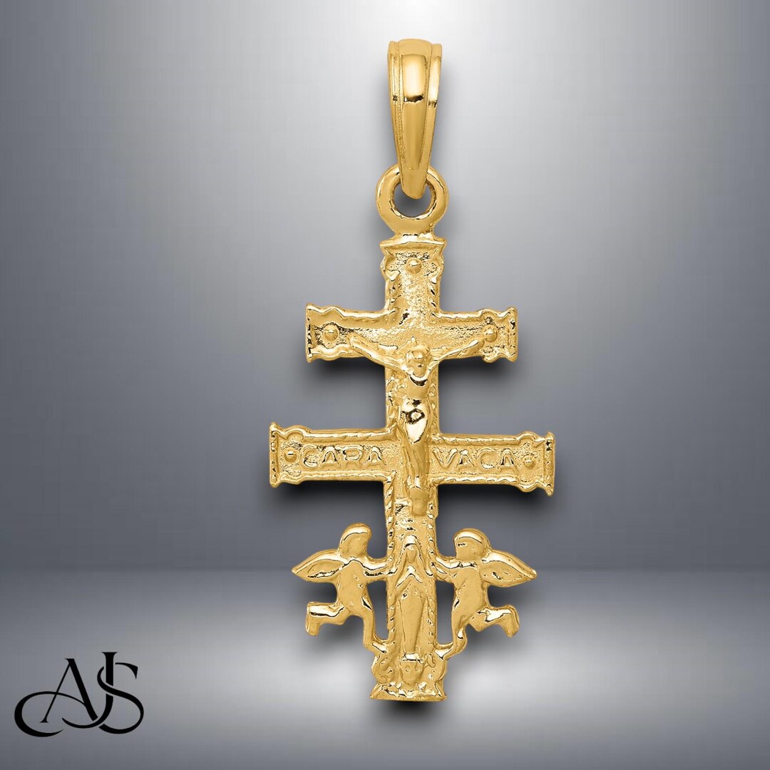 14K Yellow Gold Cara Vaca Crucifix Pendant With Necklace Chain Options ...