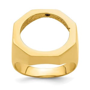 14K Gold Coin Ring Mounting With Octagon Design for Men Available for ...