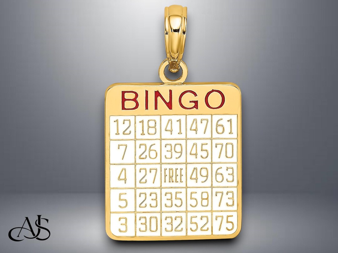 14K Yellow Gold Enamel Bingo Card Charm With Necklace Chain Options - Etsy