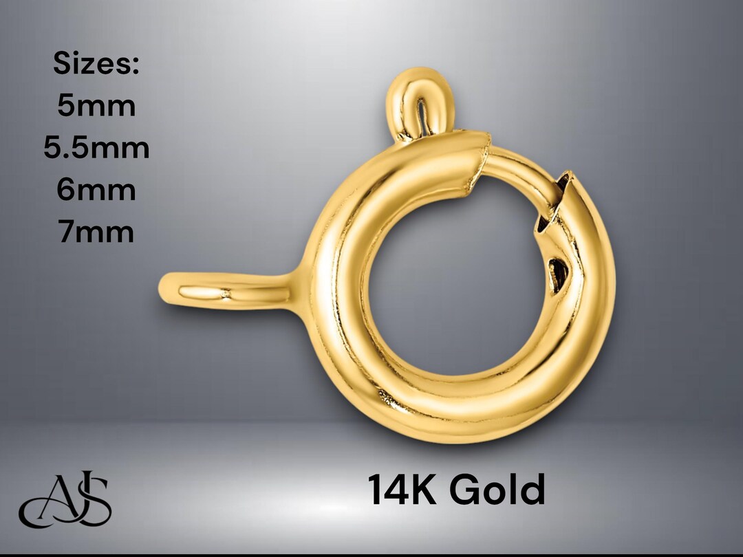 Solid 14K Gold Spring Ring Clasps - Heavy Weight - 5mm, 5.5mm, 6mm, and ...