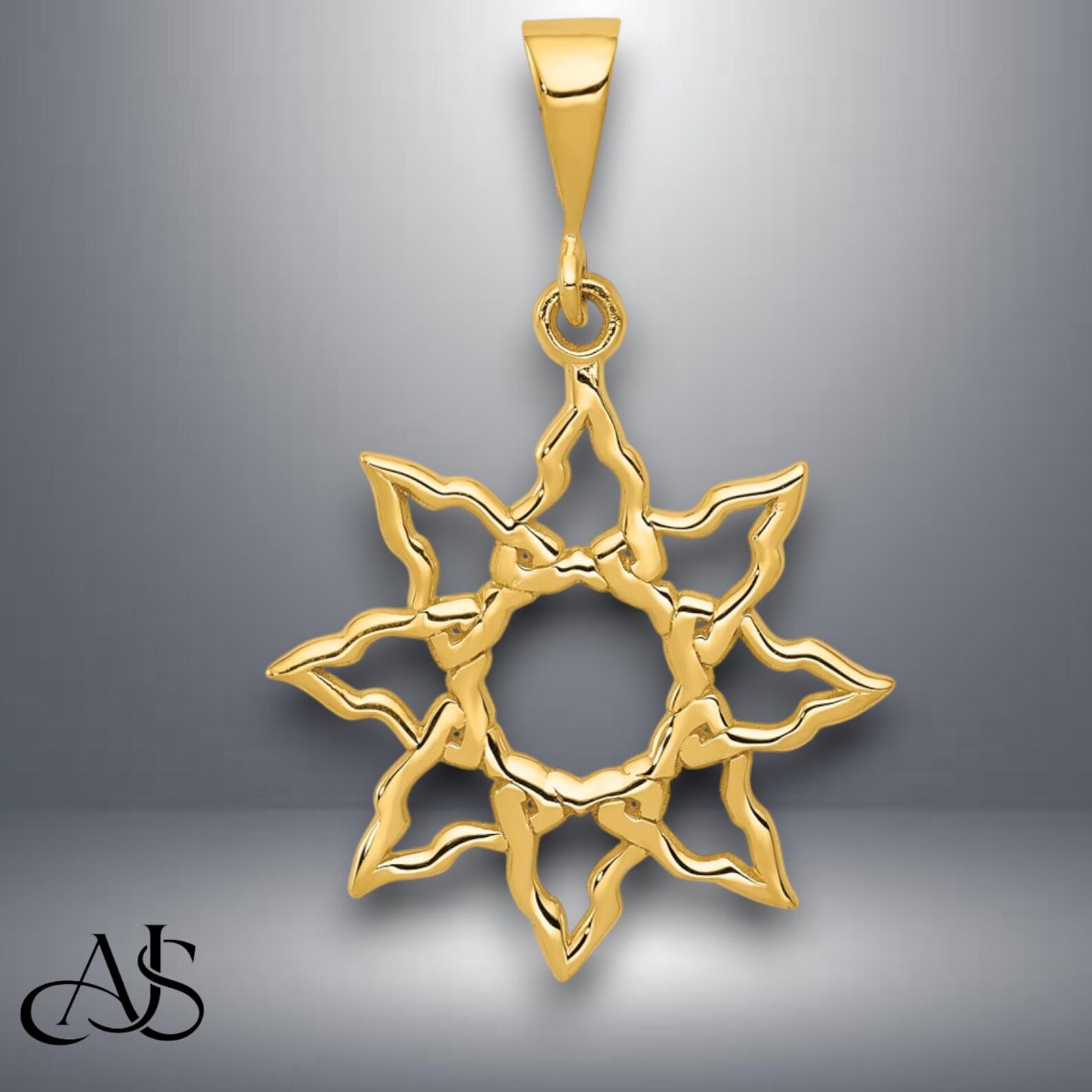 14K Yellow Gold or White Gold Sun Pendant Charm With Necklace Chain ...