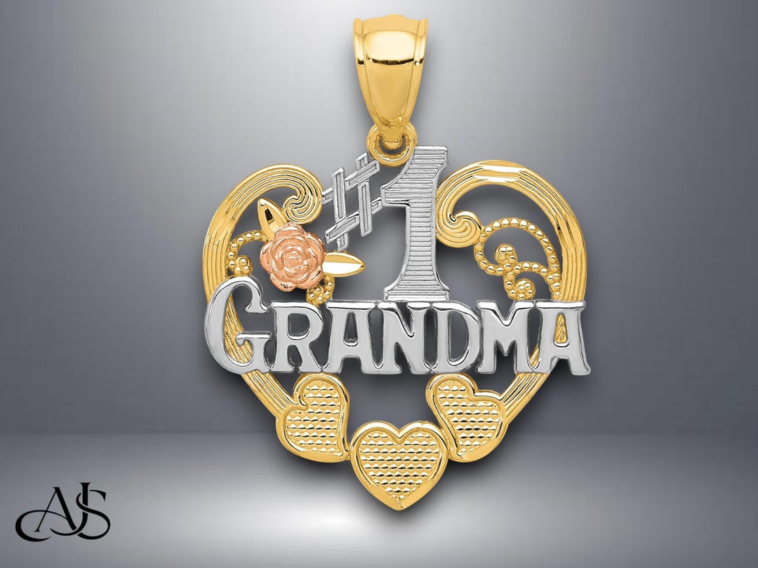 14K Two-tone Gold #1 Grandma Heart Pendant - Gift for Grandmother - Etsy