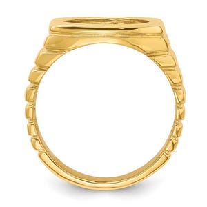 14K Gold Coin Ring Mounting With Ribbed Sides for Men - Etsy
