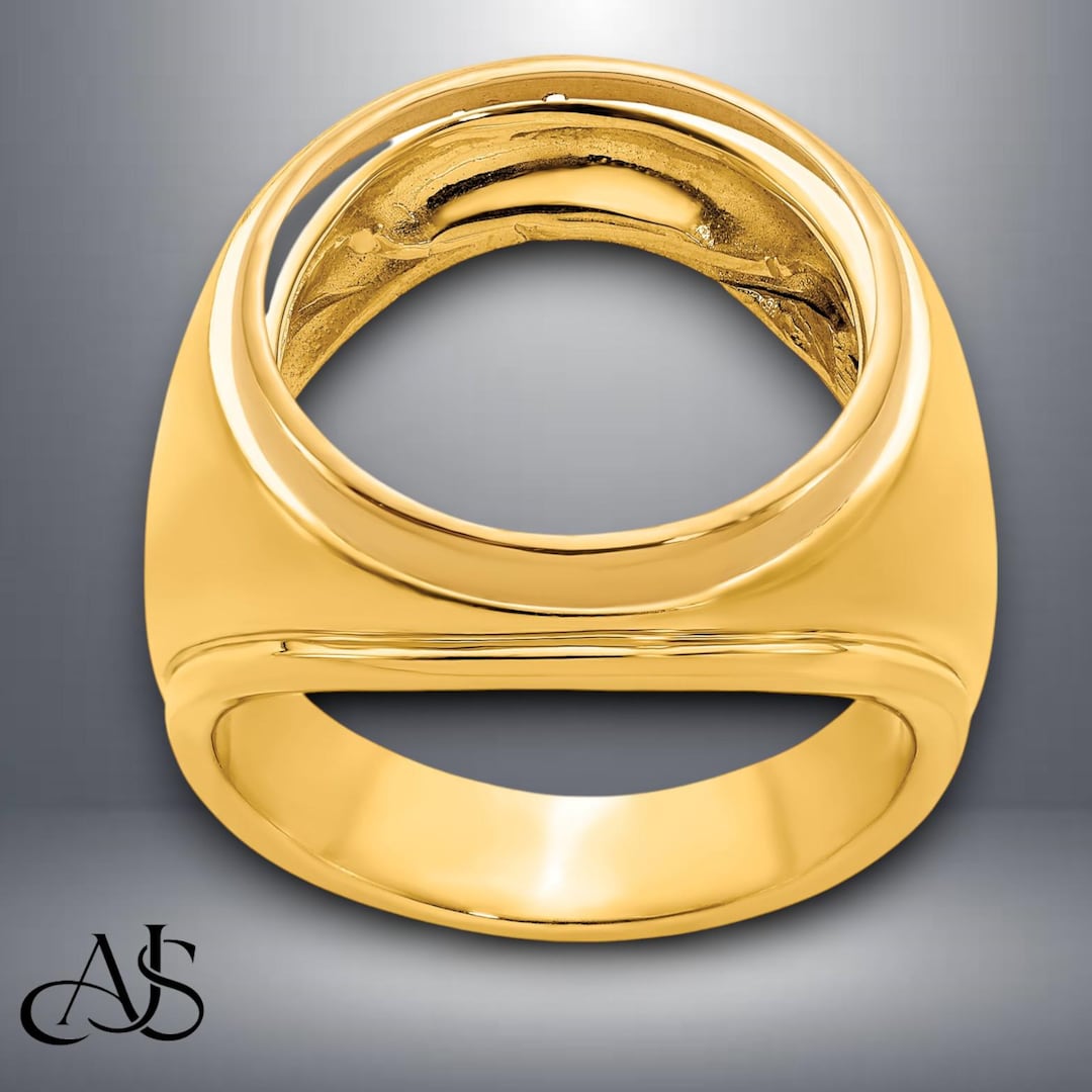 14K Gold Coin Bezel Ring Mounting - Polished Comfort Fit - Etsy