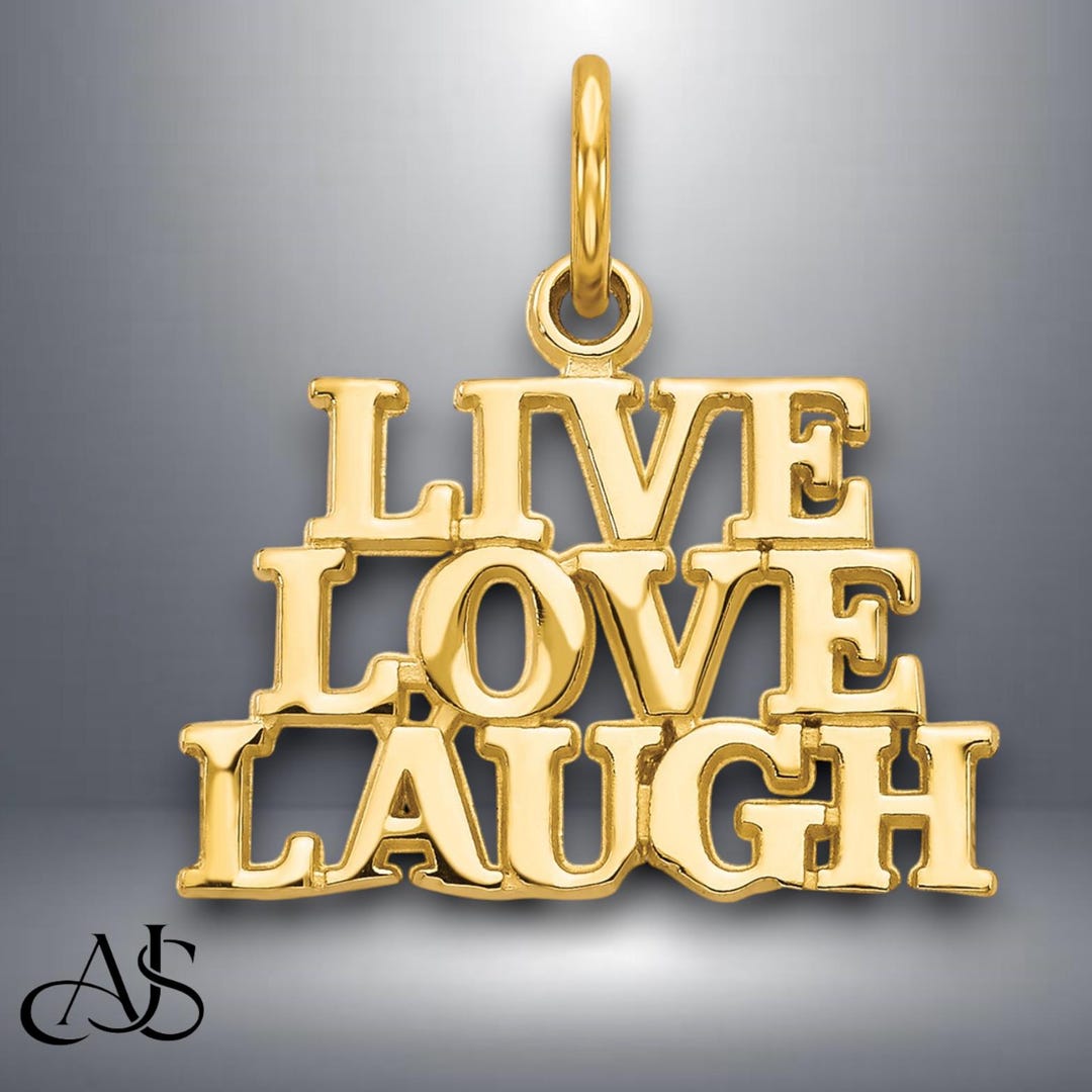14K Yellow Gold Talking - LIVE LOVE LAUGH Pendant Charm With Chain ...