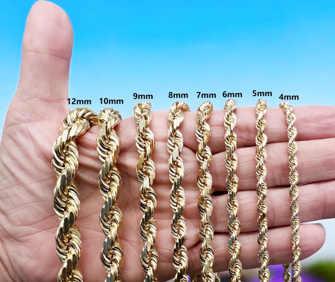 10K Gold Solid Rope Diamond-cut Chain Necklace or Bracelets - Etsy