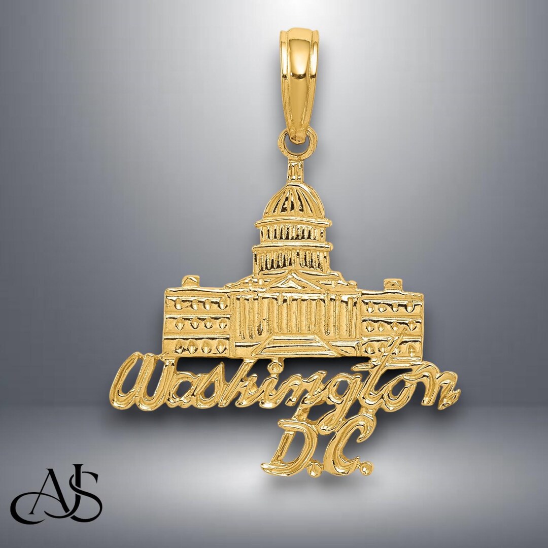 14K Yellow Gold WASHINGTON D.C. Capitol Building Pendant With Chain ...