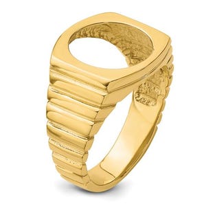 14K Gold Coin Ring Mounting With Ribbed Sides for Men - Etsy