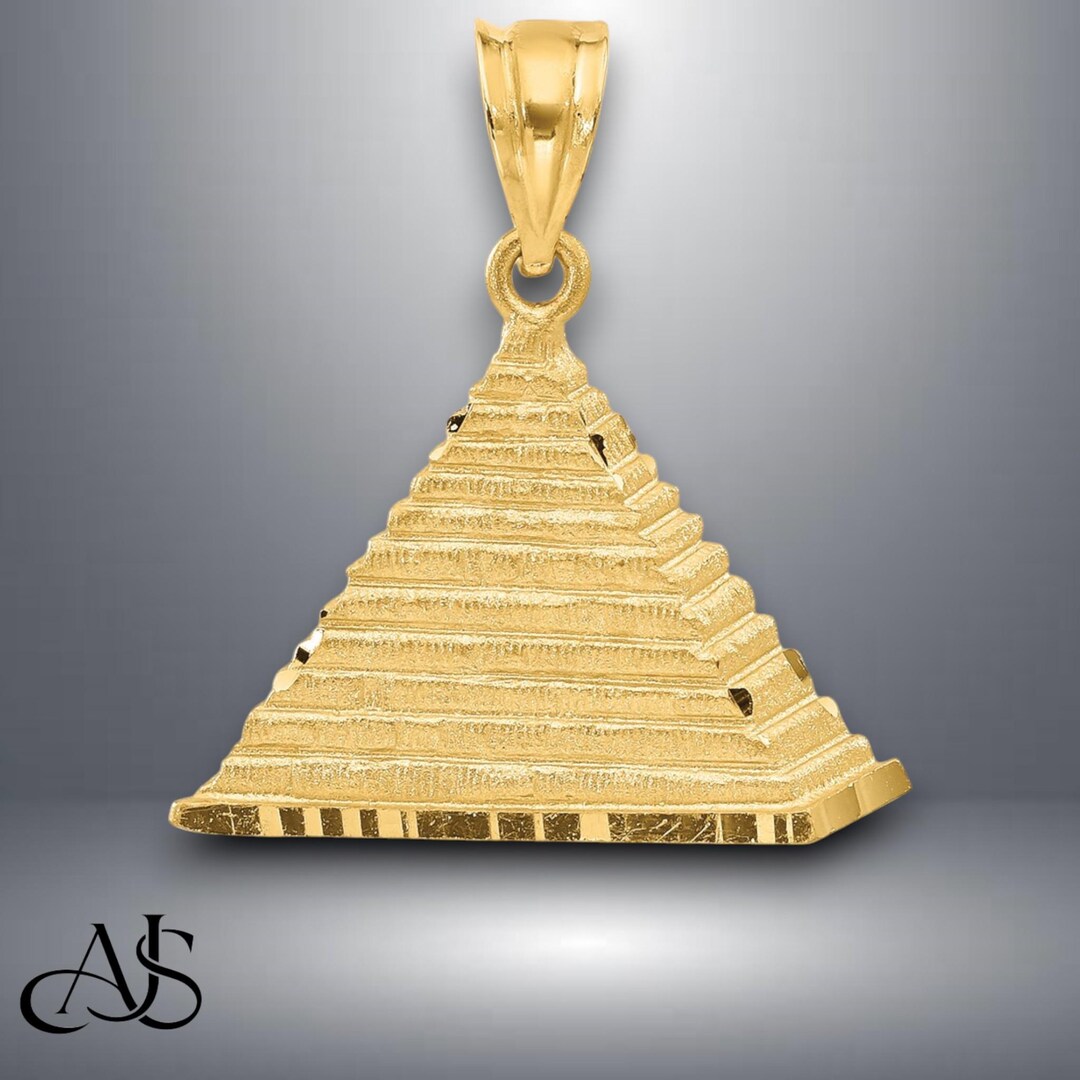 14K Yellow Gold Pyramid Pendant Charm With Necklace Chain Options - Etsy