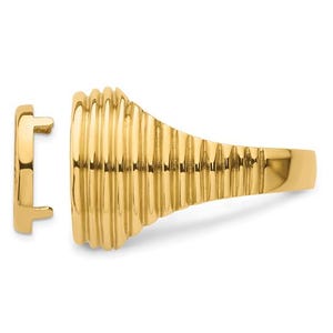 14K Gold Coin Ring Mounting With Ridges Ribbed Sides Design for Men ...