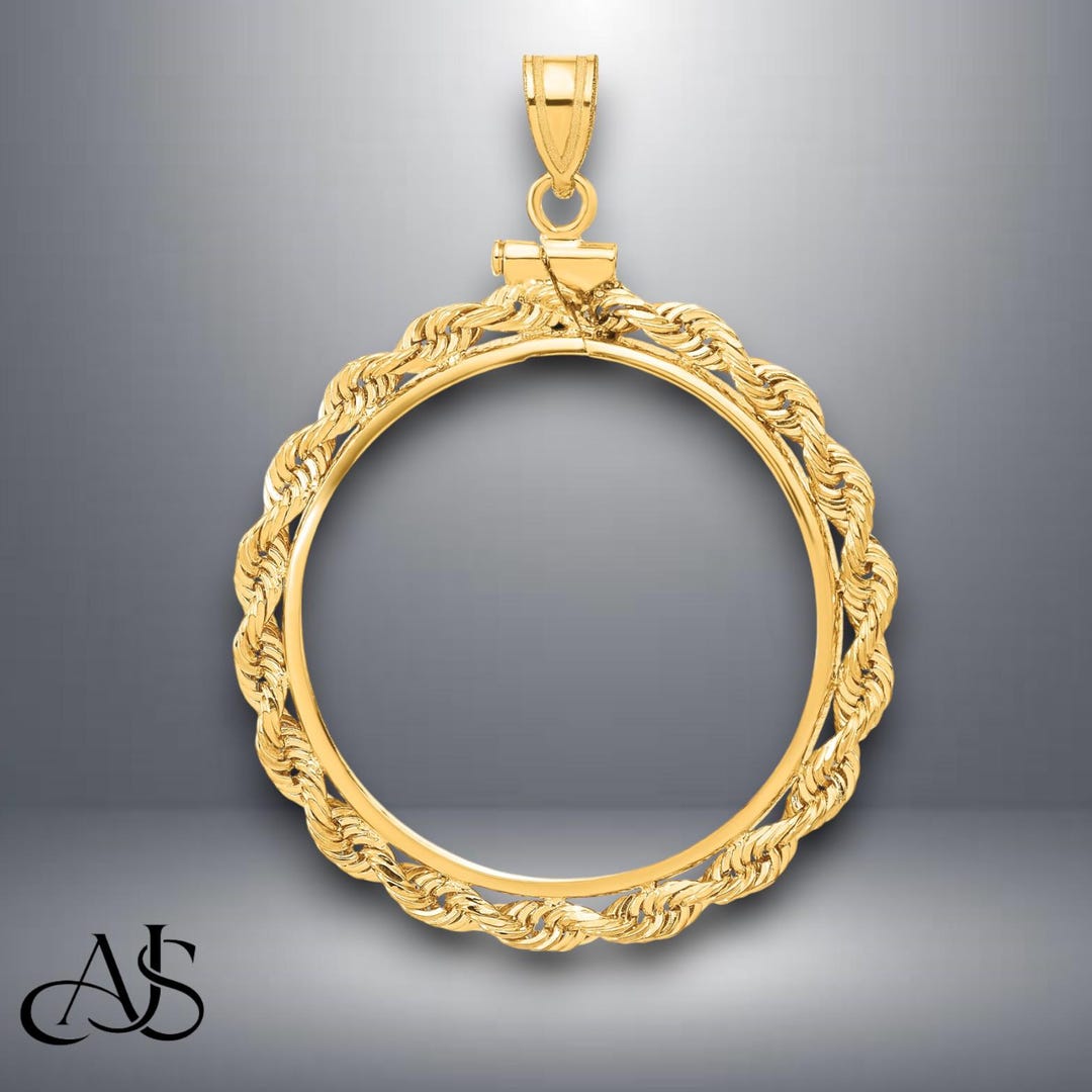 14K Gold Coin Bezel Mounting: Rope Border Screw Top - Etsy