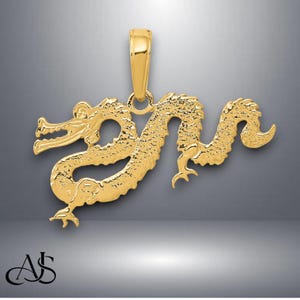14K Yellow Gold Dragon Pendant With Necklace Chain Options - Etsy