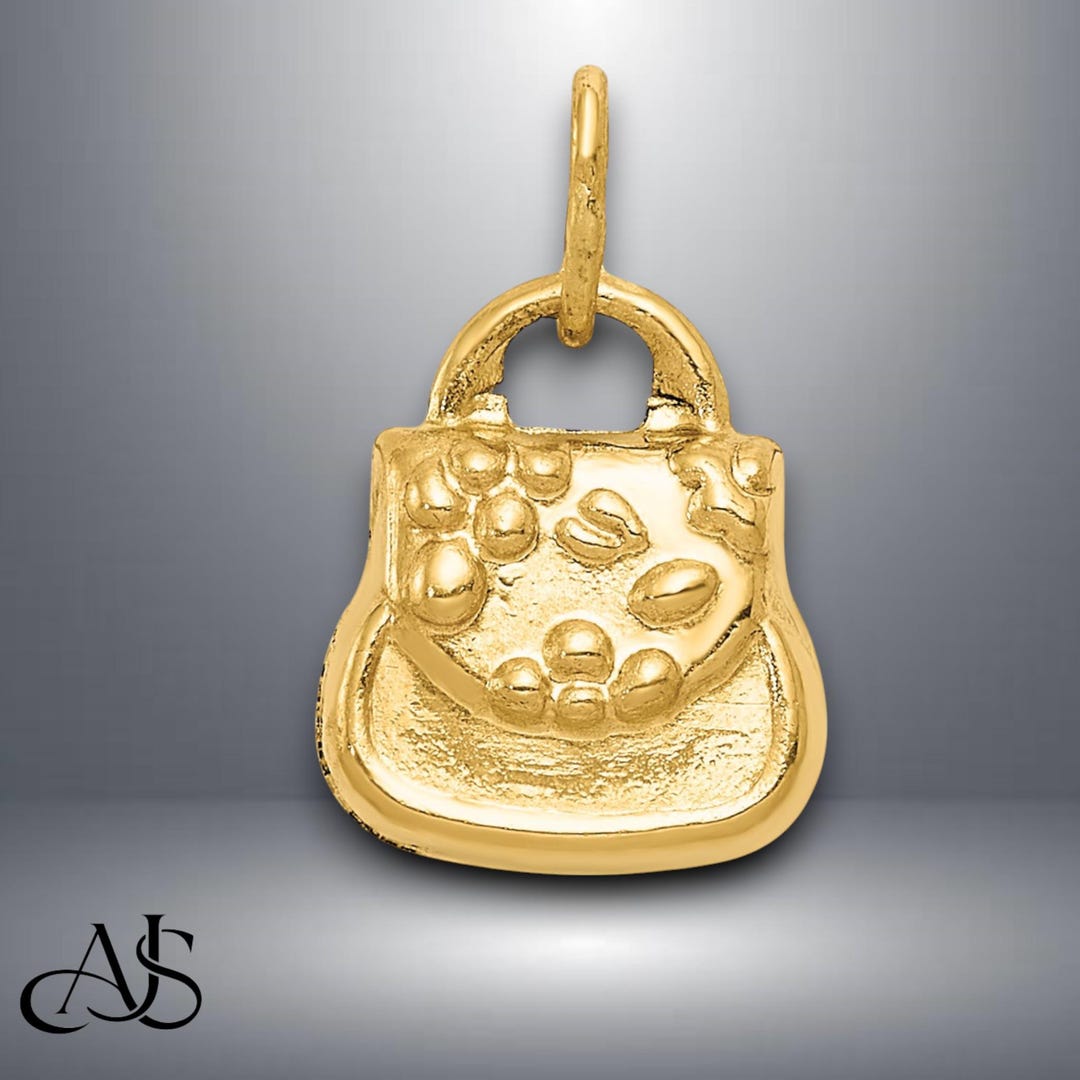 14K Yellow Gold 3-D Purse Pendant Charm With Necklace Chain Options - Etsy
