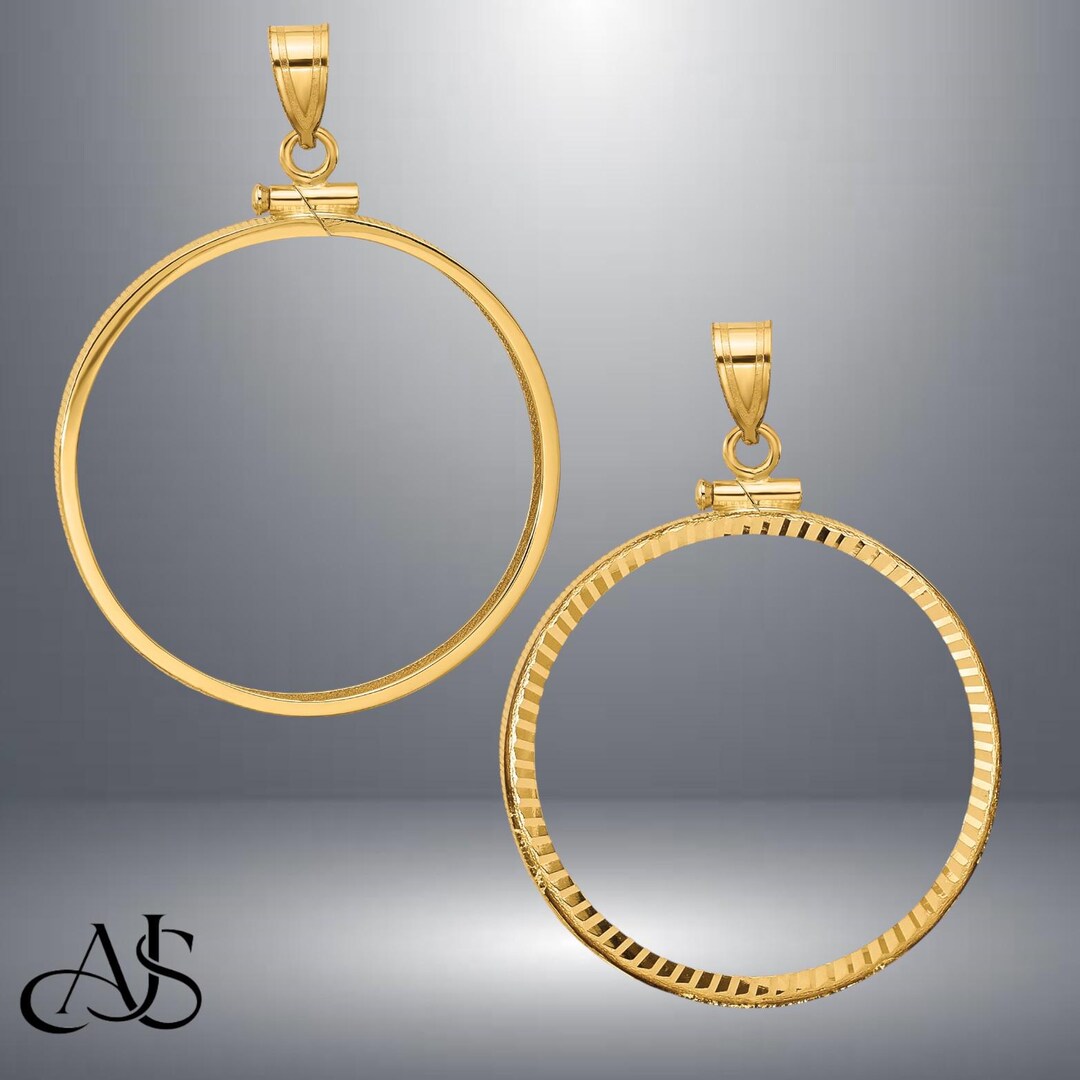 14K and 10K Gold Coin Bezel Mountings With Reeded Edge Screw Top - Etsy