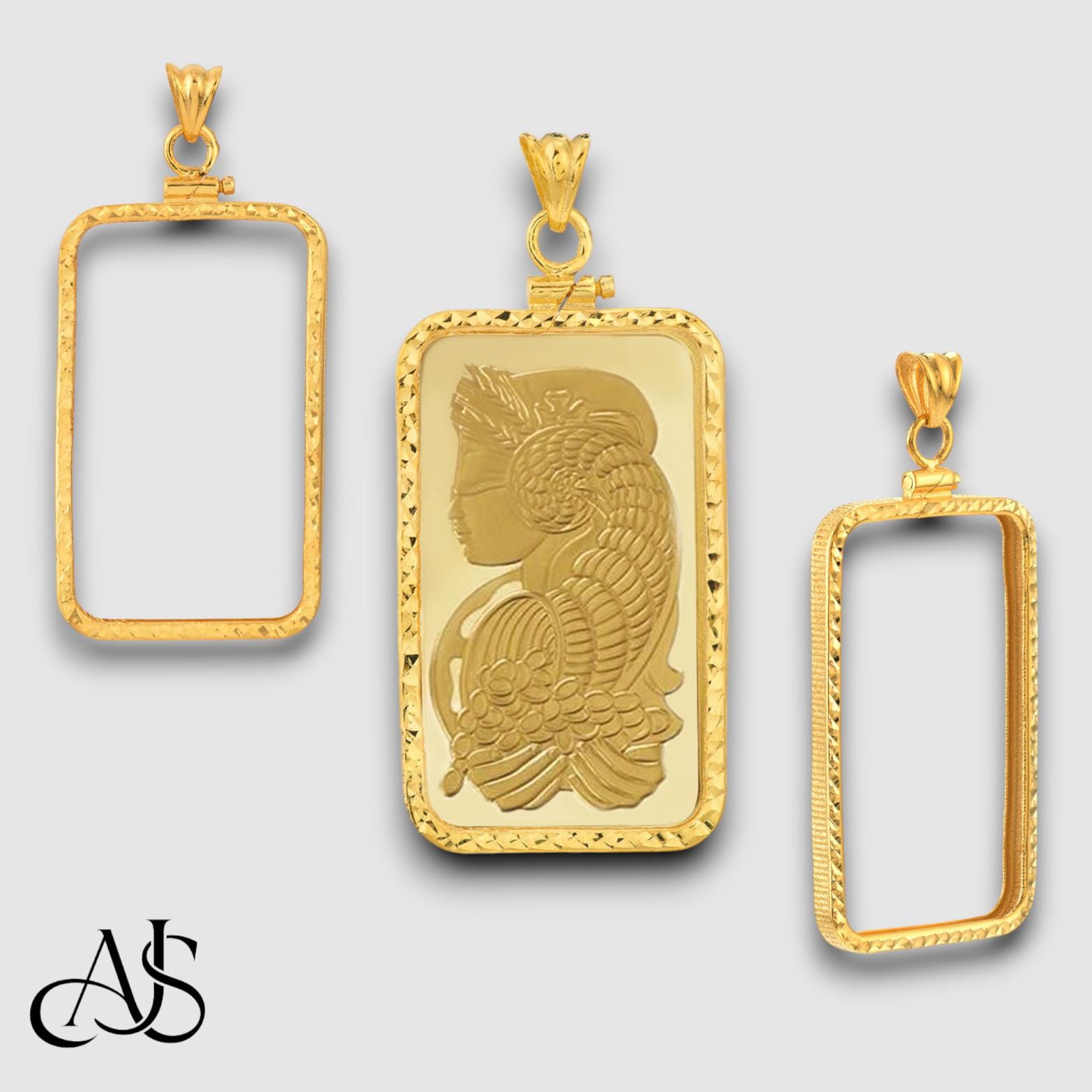 14K Gold Pamp Suisse Lady Fortuna Bar Bezel Mountings Screw Top Diamond ...