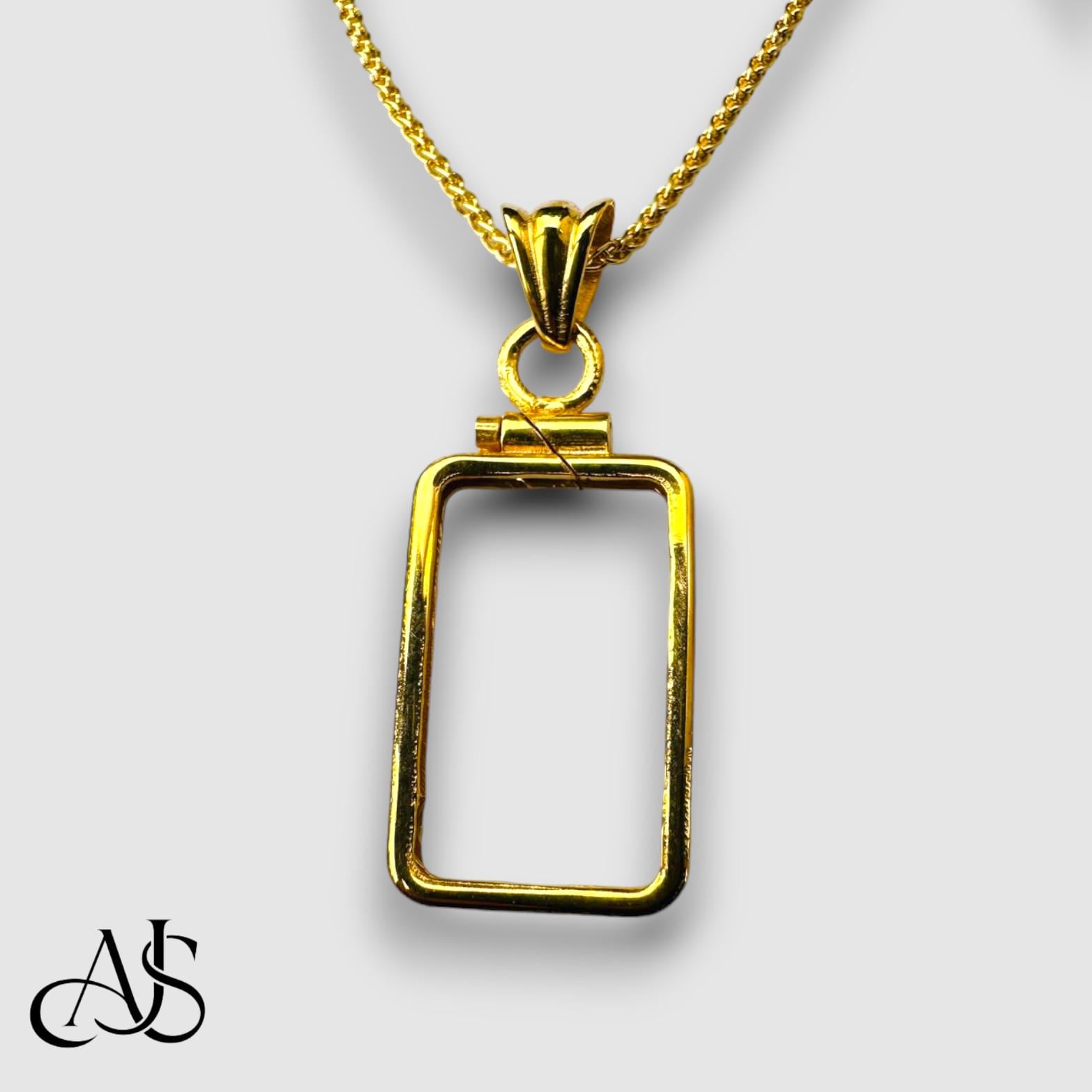 14K Gold Bar Pendant Frame Bezel for Pamp Lady Fortuna and Credit ...
