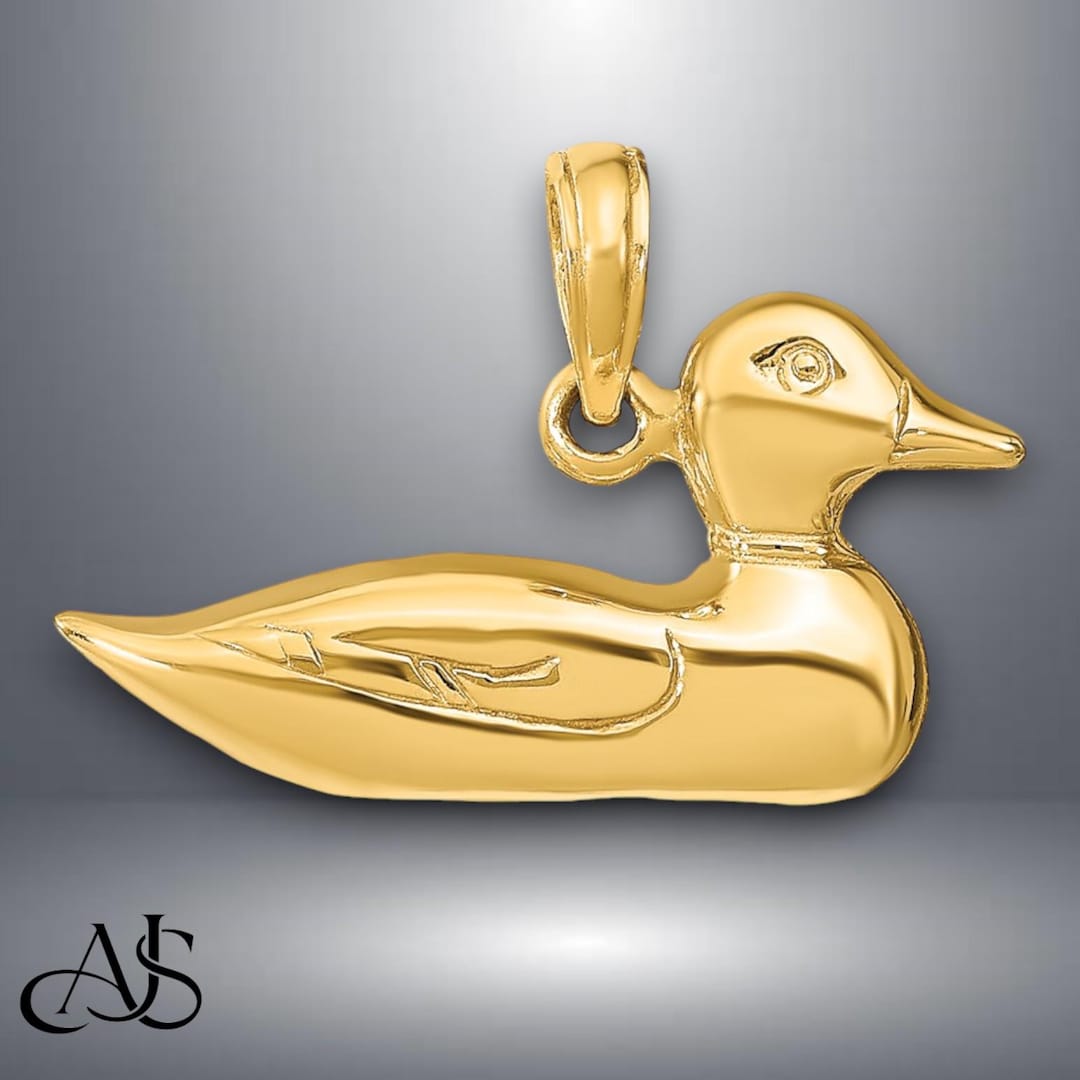 14K Yellow Gold Mallard Duck Decoy Pendant Charm With Necklace Chain ...