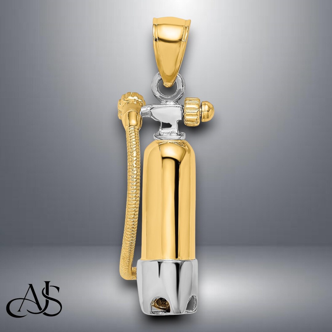 14K Yellow Gold Scuba Tank Pendant: 3D Diving Charm - Etsy UK