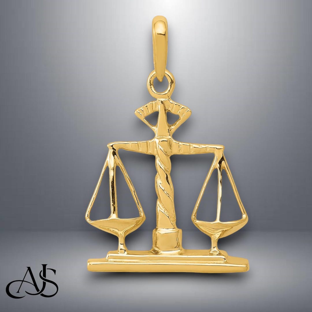 14K Yellow Gold Scales of Justice Pendant With Necklace Chain Options ...