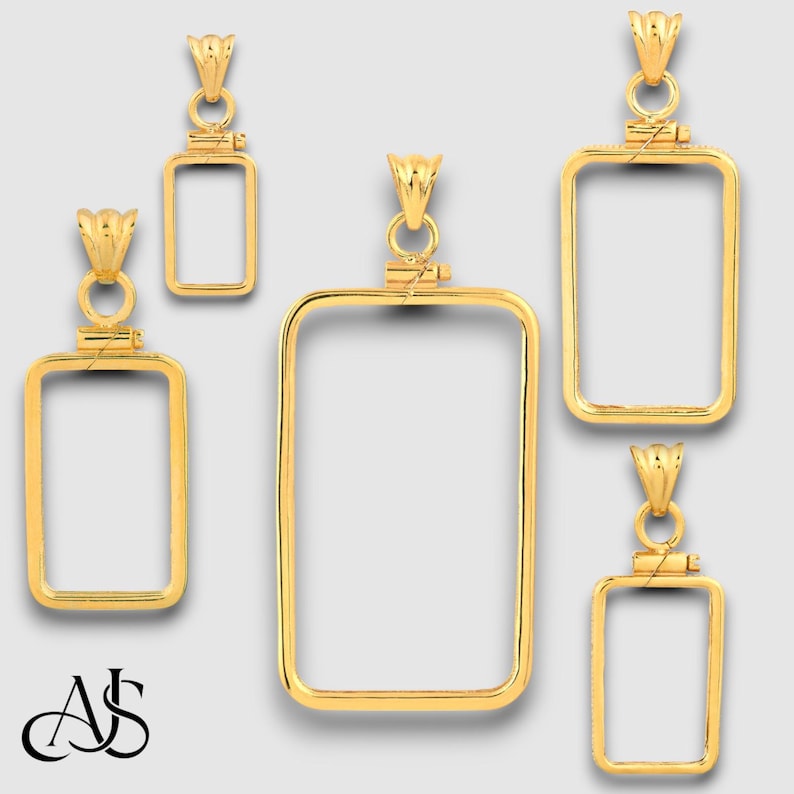 14K Gold Bar Pendant Frame Bezel for Pamp Lady Fortuna and Credit ...