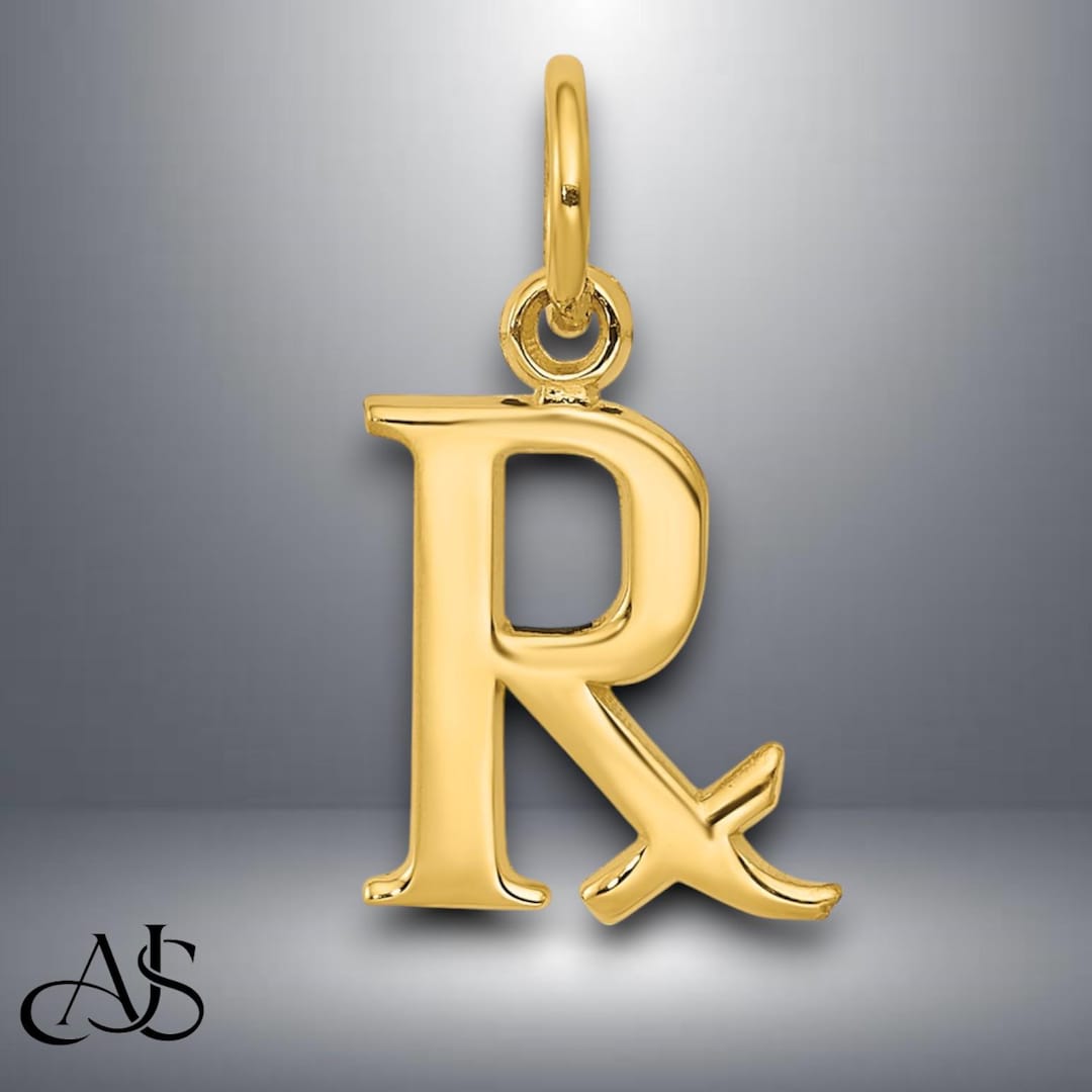 14K Yellow Gold Prescription Symbol RX Pendant Charm With Necklace ...