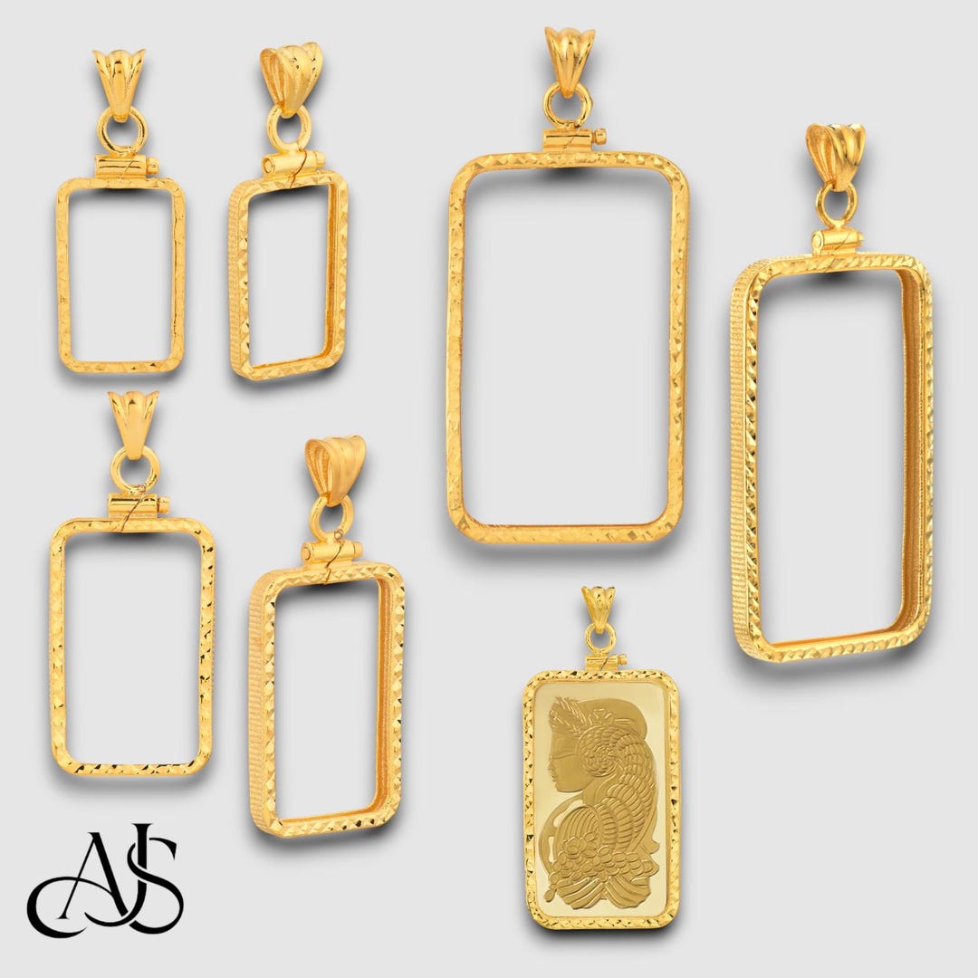 14K Gold Pamp Suisse Lady Fortuna Bar Bezel Mountings Screw Top ...