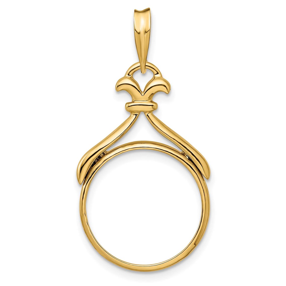 14K Gold Coin Bezel Mounting Fancy Flourished Top Design for 14mm and ...
