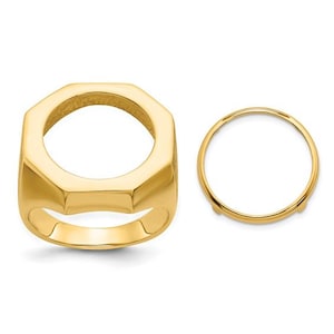 14K Gold Coin Ring Mounting With Octagon Design for Men - Available for ...