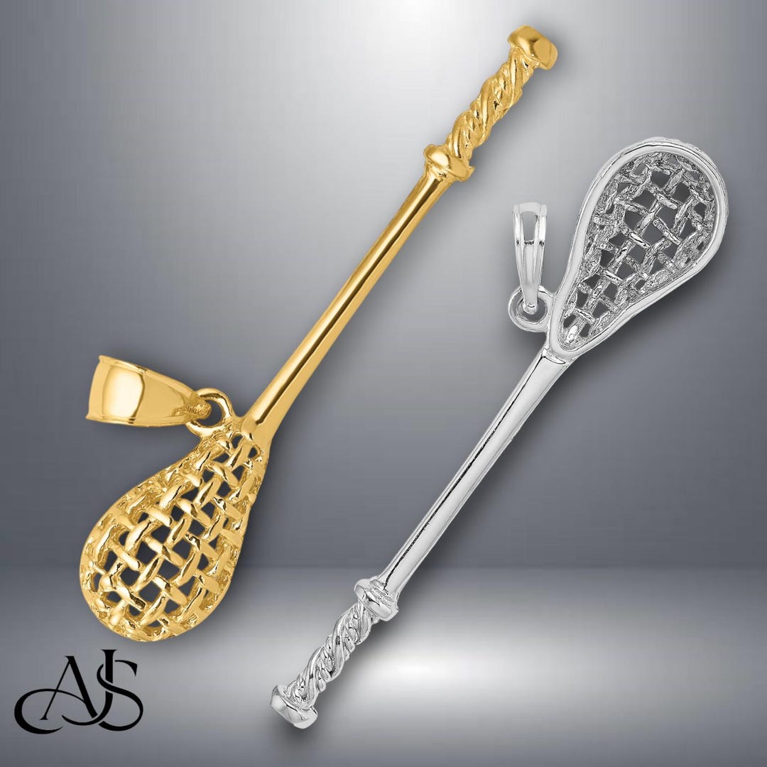 14K Gold Lacrosse Stick Pendant: 3-D Sports Jewelry - Etsy
