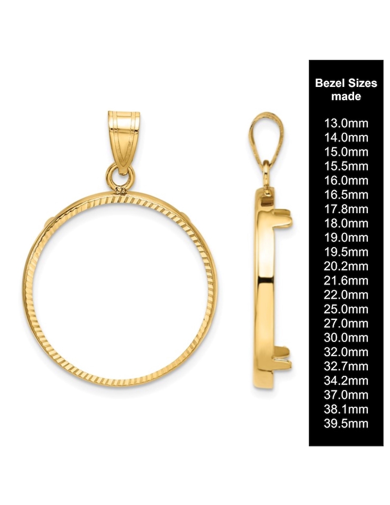 14K Gold Coin Bezel Pendant Mounting With Diamond-cut Rim - Etsy